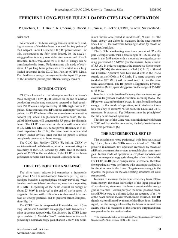 (PDF) Efficient long-pulse fully-loaded CTF3 linac operation