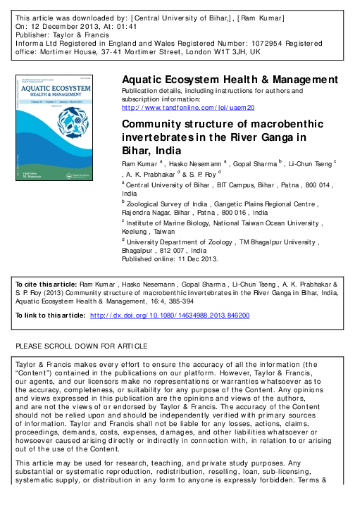 (PDF) Community structure of macrobenthic invertebrates in the River ...