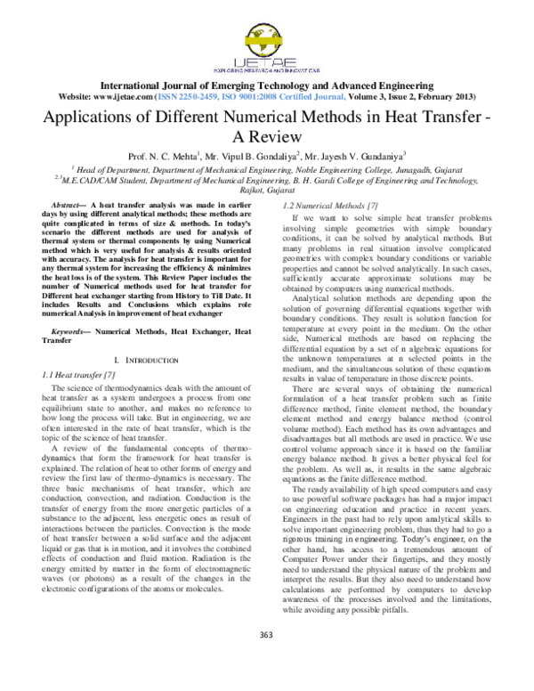 (PDF) Applications of Different Numerical Methods in Heat Transfer - A ...