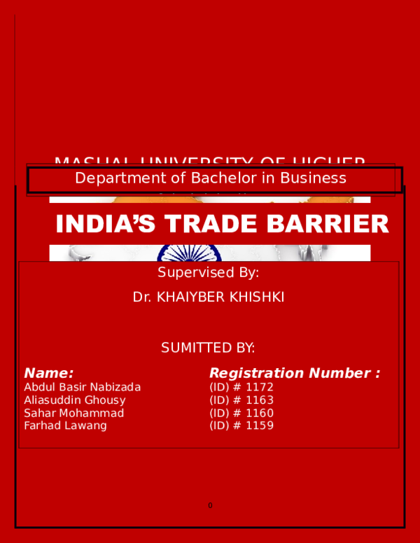 (DOC) INDIA’S TRADE BARRIER
