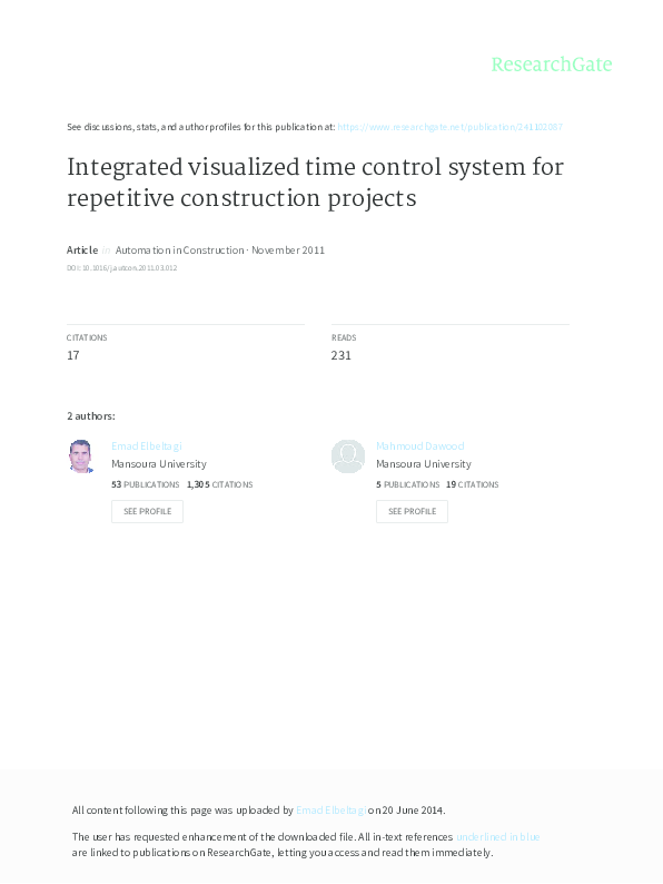 (PDF) Integrated visualized time control system for repetitive ...