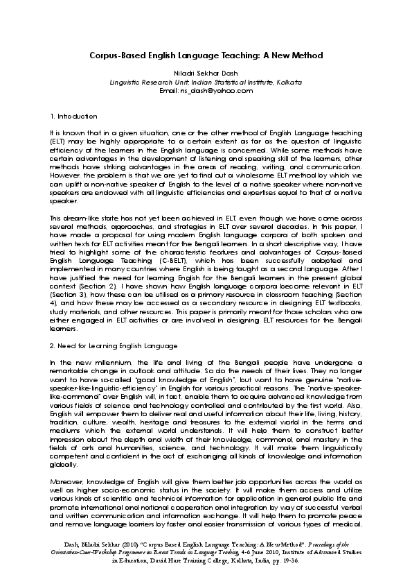 (PDF) Corpus-Based English Language Teaching: A New Method