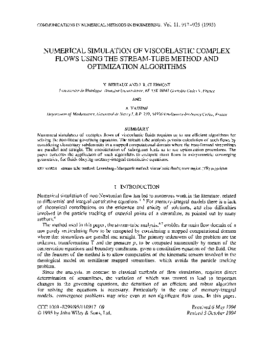Pdf Numerical Simulation Of Viscoelastic Complex Flows Using The