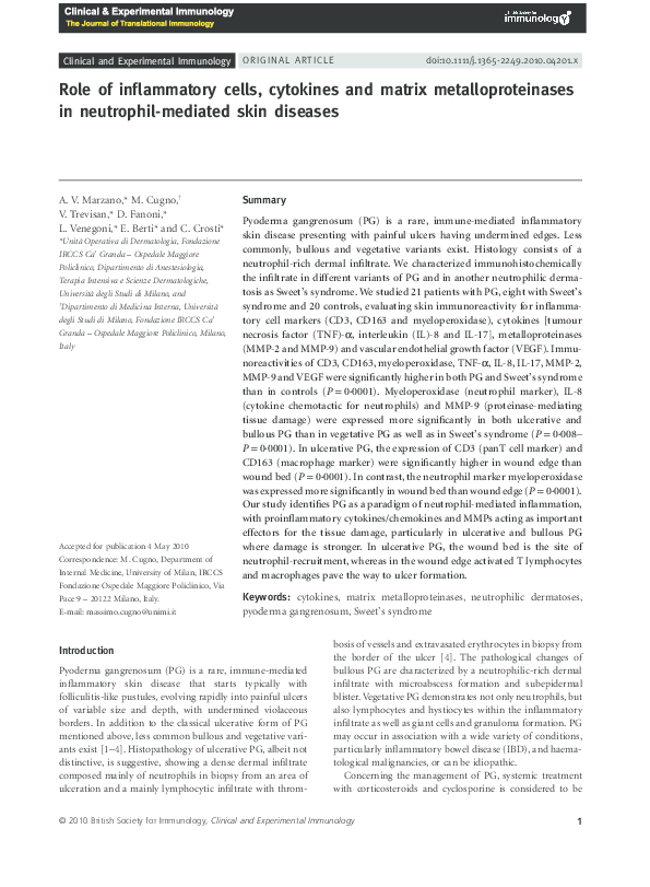 (PDF) Role of inflammatory cells, cytokines and matrix ...
