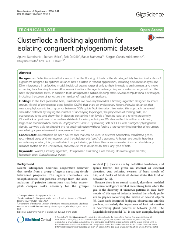 (PDF) Clusterflock: a flocking algorithm for isolating congruent ...