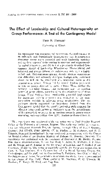 (PDF) The effect of leadership and cultural heterogeneity on group ...