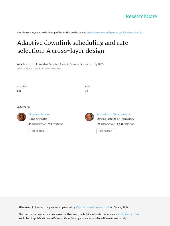 (PDF) Adaptive downlink scheduling and rate selection: a cross-layer design