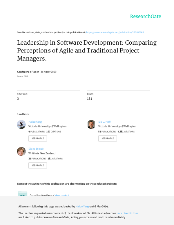 (PDF) Leadership in Software Development: Comparing Perceptions of ...