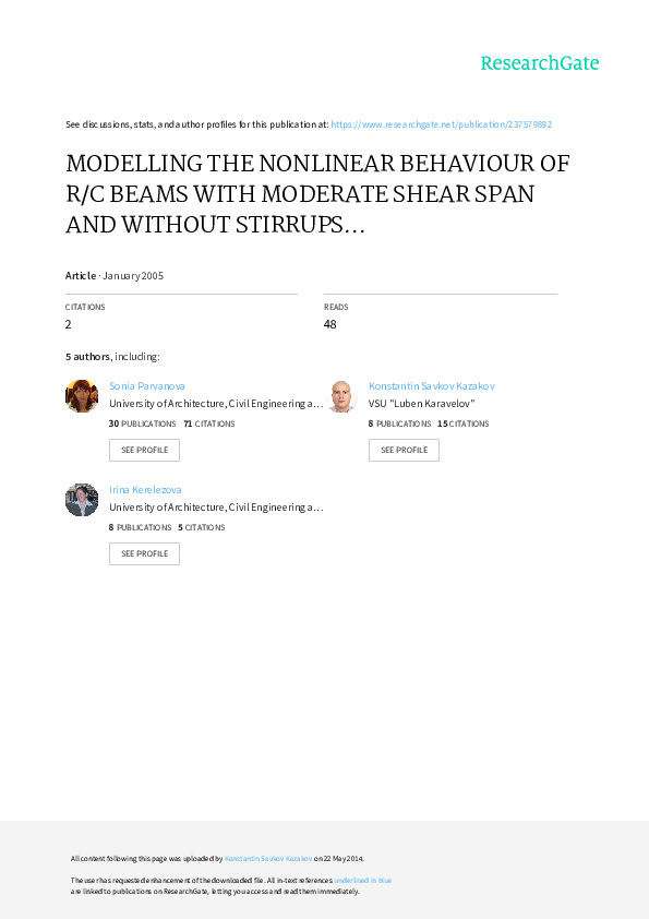Pdf Modelling The Nonlinear Behaviour Of R C Beams With Moderate Shear Span And Without