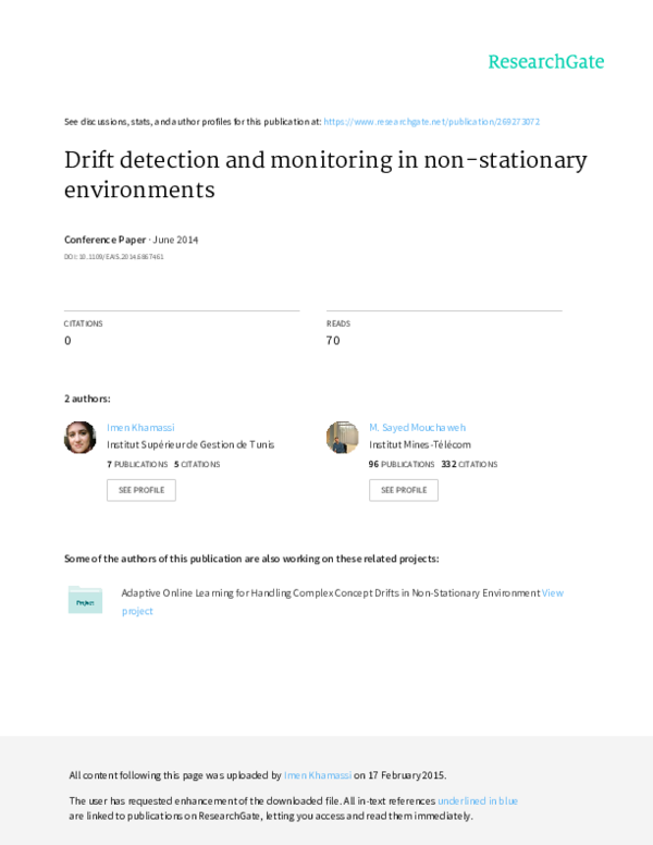 (PDF) Drift detection and monitoring in non-stationary environments