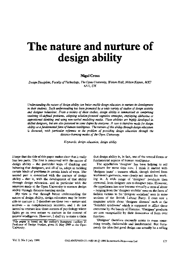 (PDF) The nature and nurture of design ability