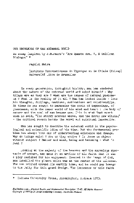 (PDF) Our Knowledge of the External World