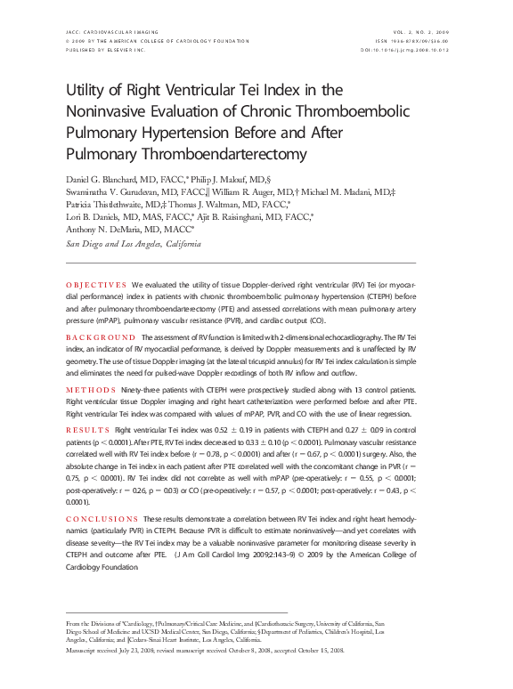 (PDF) Utility of Right Ventricular Tei Index in the Noninvasive ...