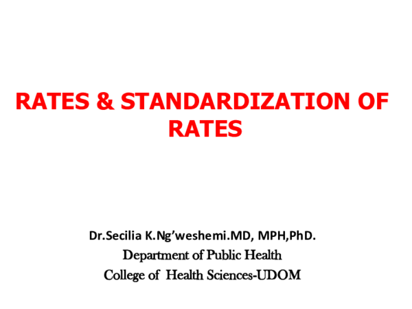 (PDF) RATES & STANDARDIZATION OF RATES