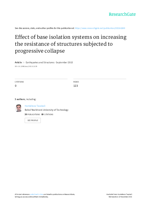(PDF) Effect of base isolation systems on increasing the resistance of structures subjected to ...