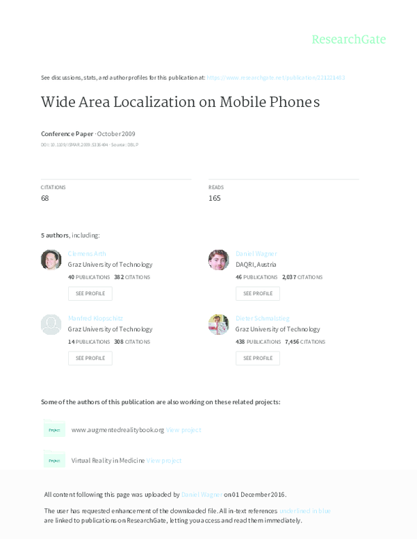 (PDF) Wide area localization on mobile phones