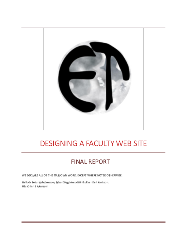 (PDF) DESIGNING A FACULTY WEB SITE - Group Project