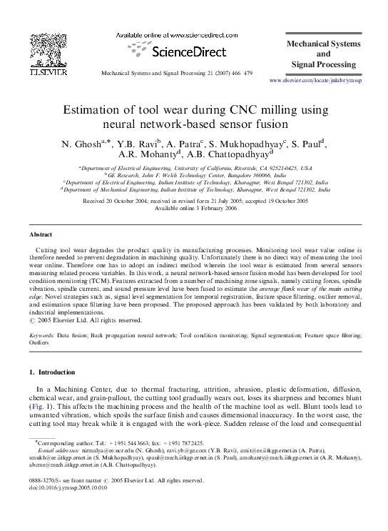 (PDF) Estimation of tool wear during CNC milling using neural network ...