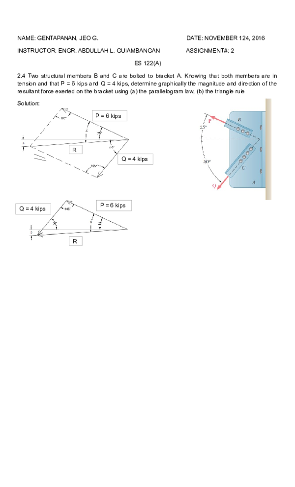 (DOC) Statics Assignment Statics of Particles FINAL