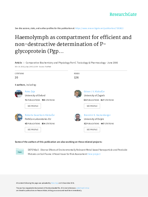 (PDF) Haemolymph as compartment for efficient and non-destructive ...