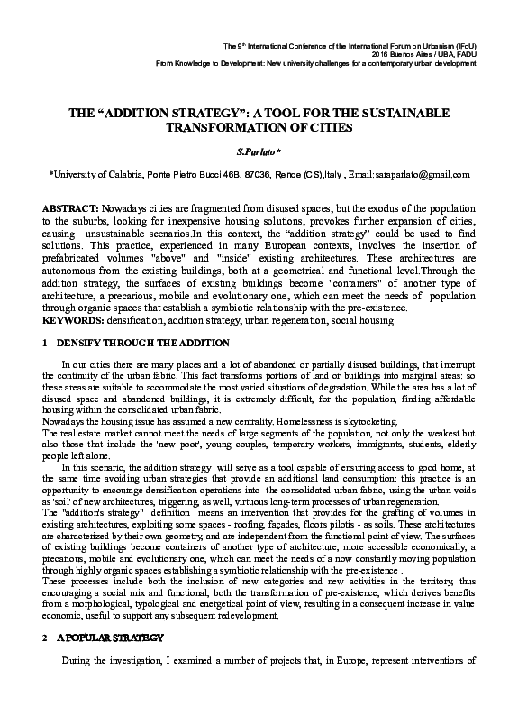 (PDF) THE " ADDITION STRATEGY " : A TOOL FOR THE SUSTAINABLE ...