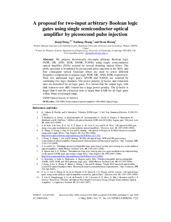 Pdf A Proposal For Two Input Arbitrary Boolean Logic Gates Using