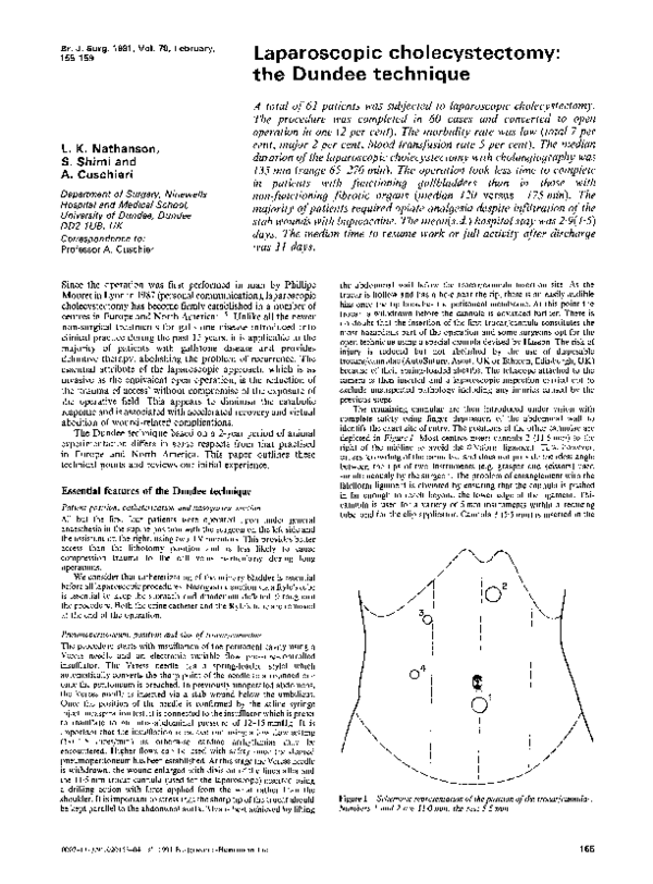 (PDF) Laparoscopic cholecystectomy: The dundee technique