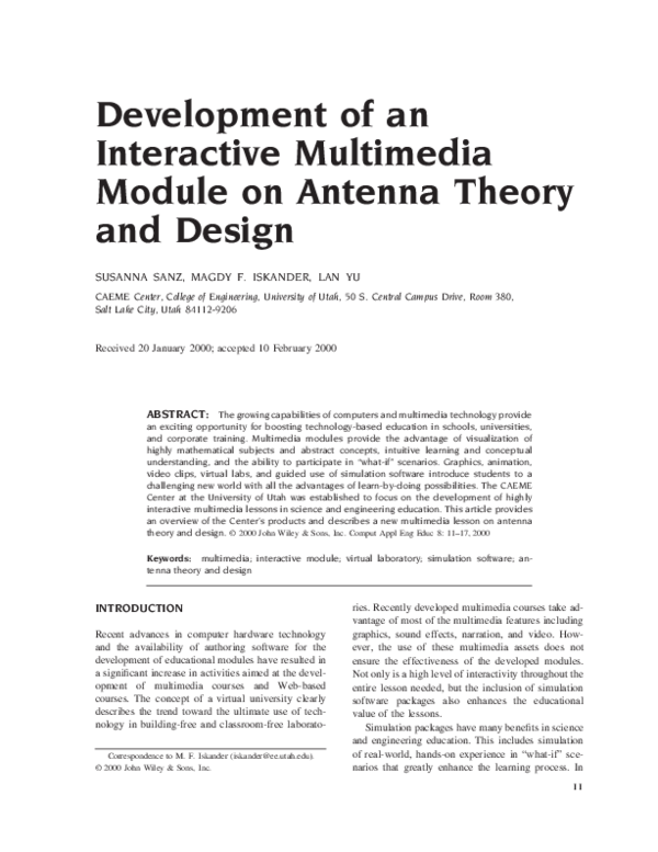(PDF) Development of an interactive multimedia module on antenna theory ...