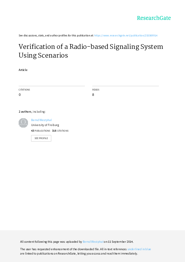 Pdf Verification Of A Radio Based Signaling System Using The Statemate Verification Environment