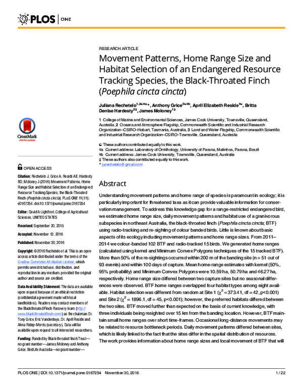 (PDF) Movement Patterns, Home Range Size and Habitat Selection of an ...