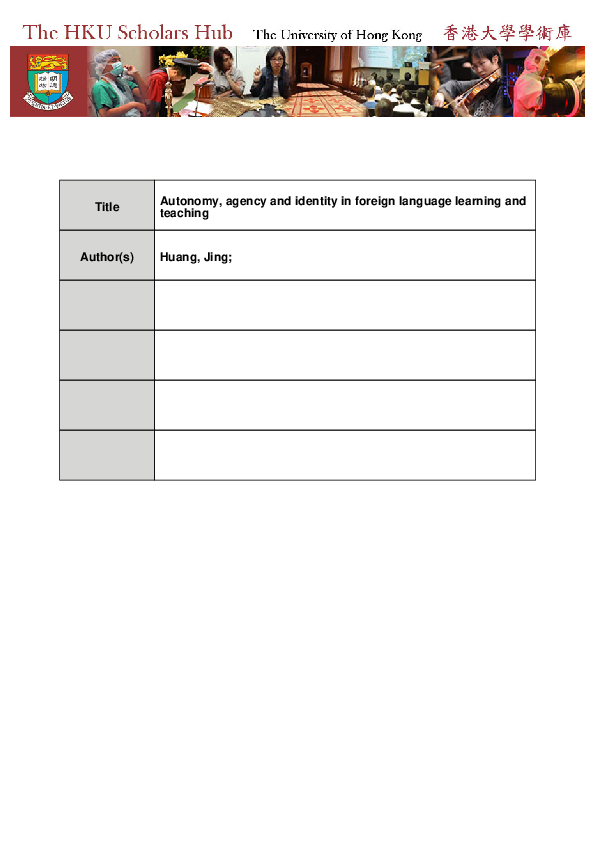 (PDF) Title Autonomy, agency and identity in foreign language learning ...
