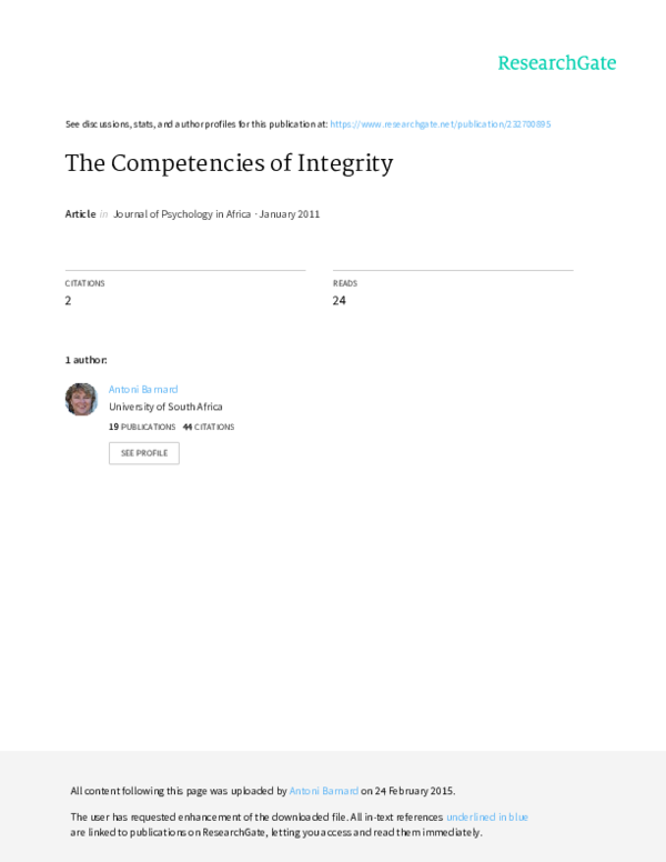 (PDF) The competencies of integrity