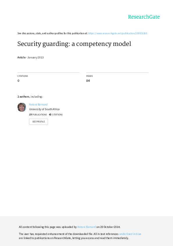 (PDF) Security guarding: a competency model