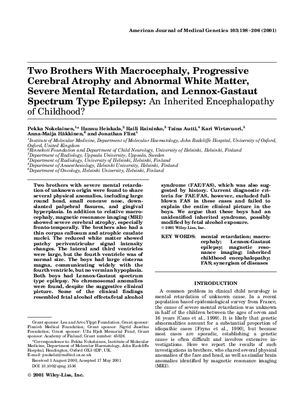 (PDF) Two brothers with macrocephaly, progressive cerebral atrophy and ...