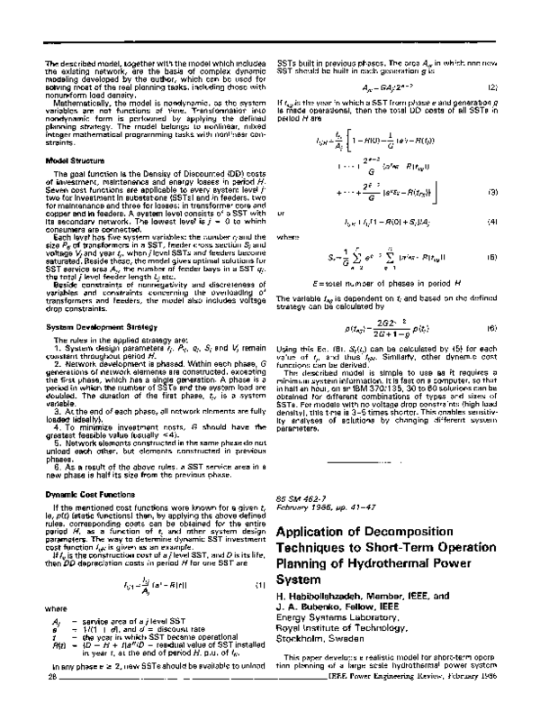 (PDF) Application of decomposition techniques to short-term operation planning of hydrothermal ...
