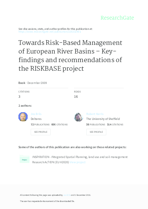 (PDF) Towards Risk-Based Management of European River Basins – Key ...