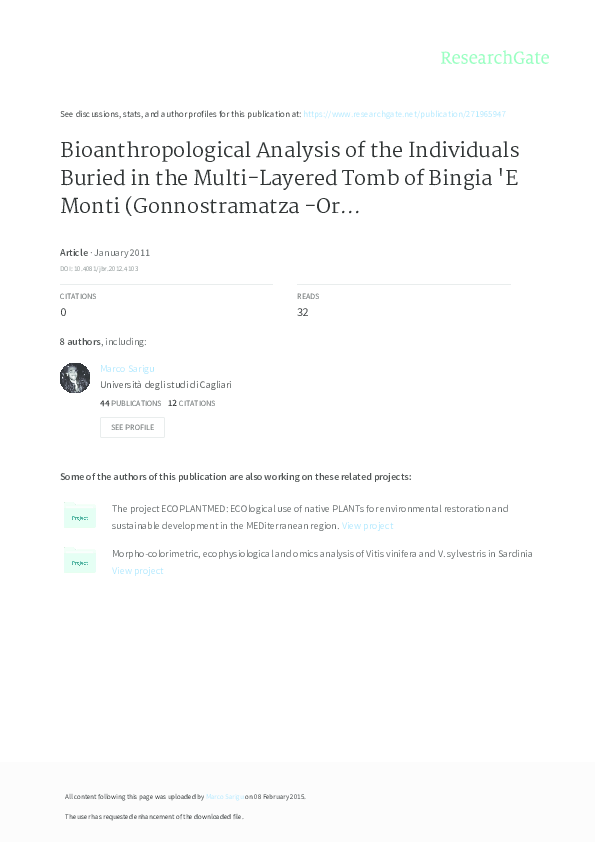 (PDF) Bioanthropological analysis of the individuals buried in the ...