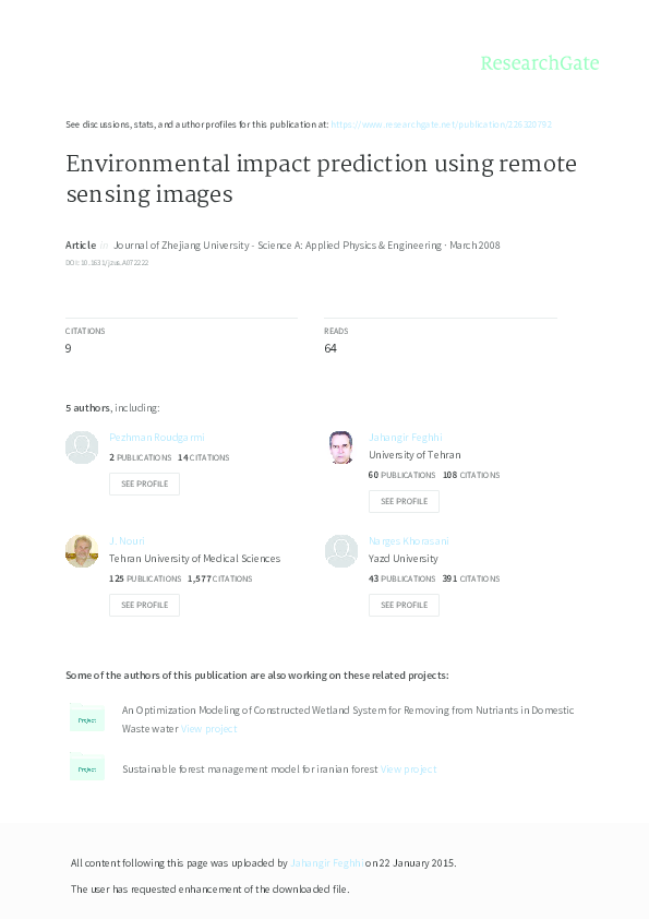 (PDF) Environmental impact prediction using remote sensing images