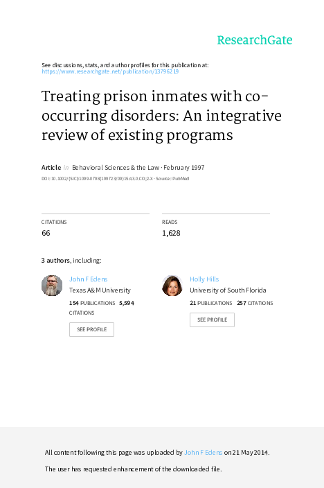 (PDF) Treating prison inmates with co-occurring disorders: an ...