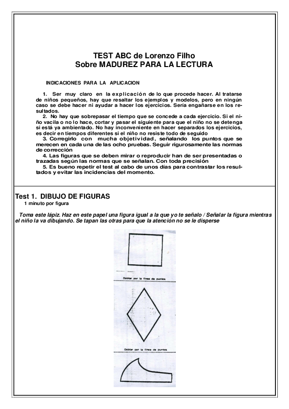 (PDF) TEST ABC de Lorenzo Filho Sobre MADUREZ PARA LA LECTURA