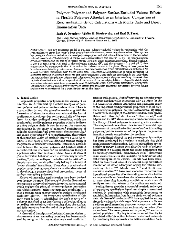 (PDF) Excluded Volume Effects in Flexible Polymers