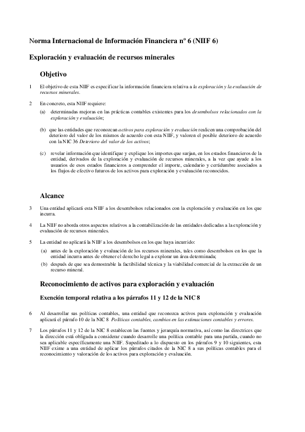 (PDF) Norma Internacional de Información Financiera nº 6 (NIIF 6 ...