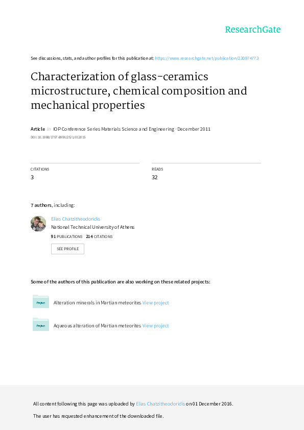 (PDF) Characterization of glass-ceramics microstructure, chemical ...