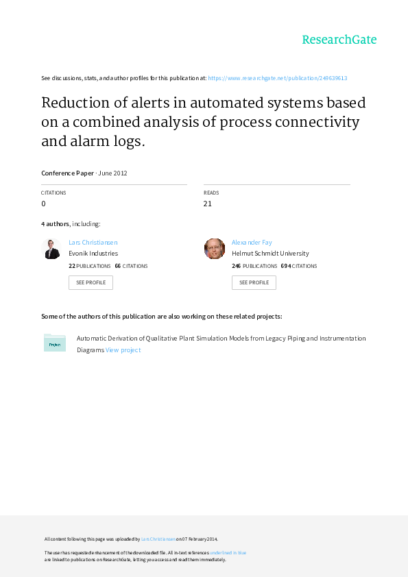 (PDF) Simultaneous Process Mining of Process Events and Operator Actions for Alarm Management ...