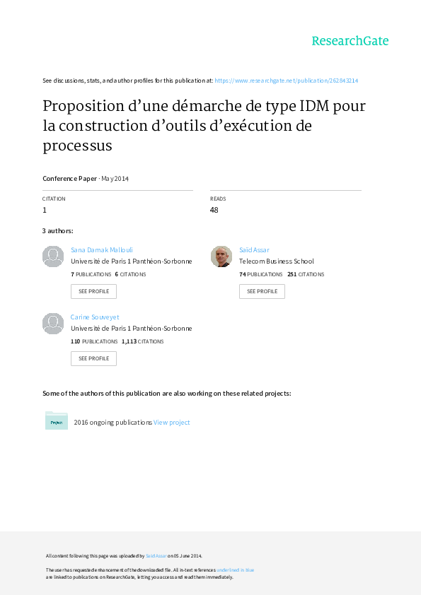 (PDF) Proposition d'une démarche de type IDM pour la construction d ...