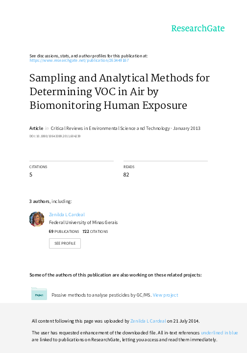 (PDF) Sampling and Analytical Methods for Determining VOC in Air by ...