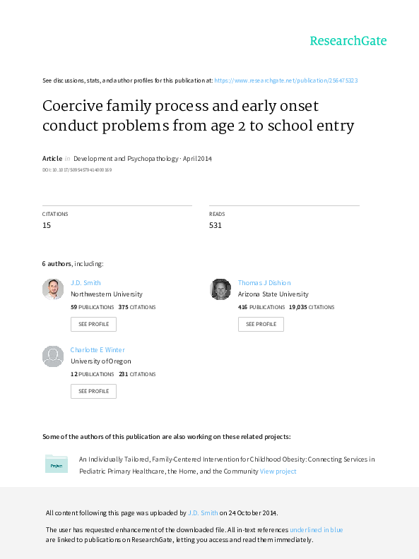 (PDF) Coercive family process and early-onset conduct problems from age ...
