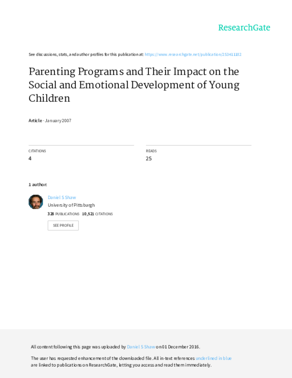 (PDF) Parenting Programs and Their Impact on the Social and Emotional ...