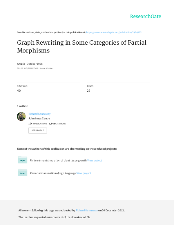 Pdf Graph Rewriting In Some Categories Of Partial Morphisms