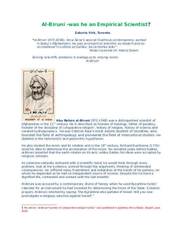 (DOC) Al-Biruni - was he an empirical scientist.docx